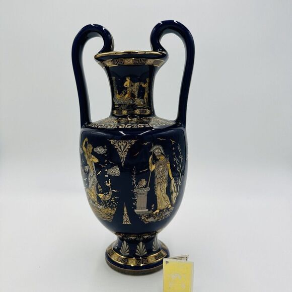 Apollo | Other | Cobaltvase Art Pottery Amphora Daphne Artemis Apollo ...